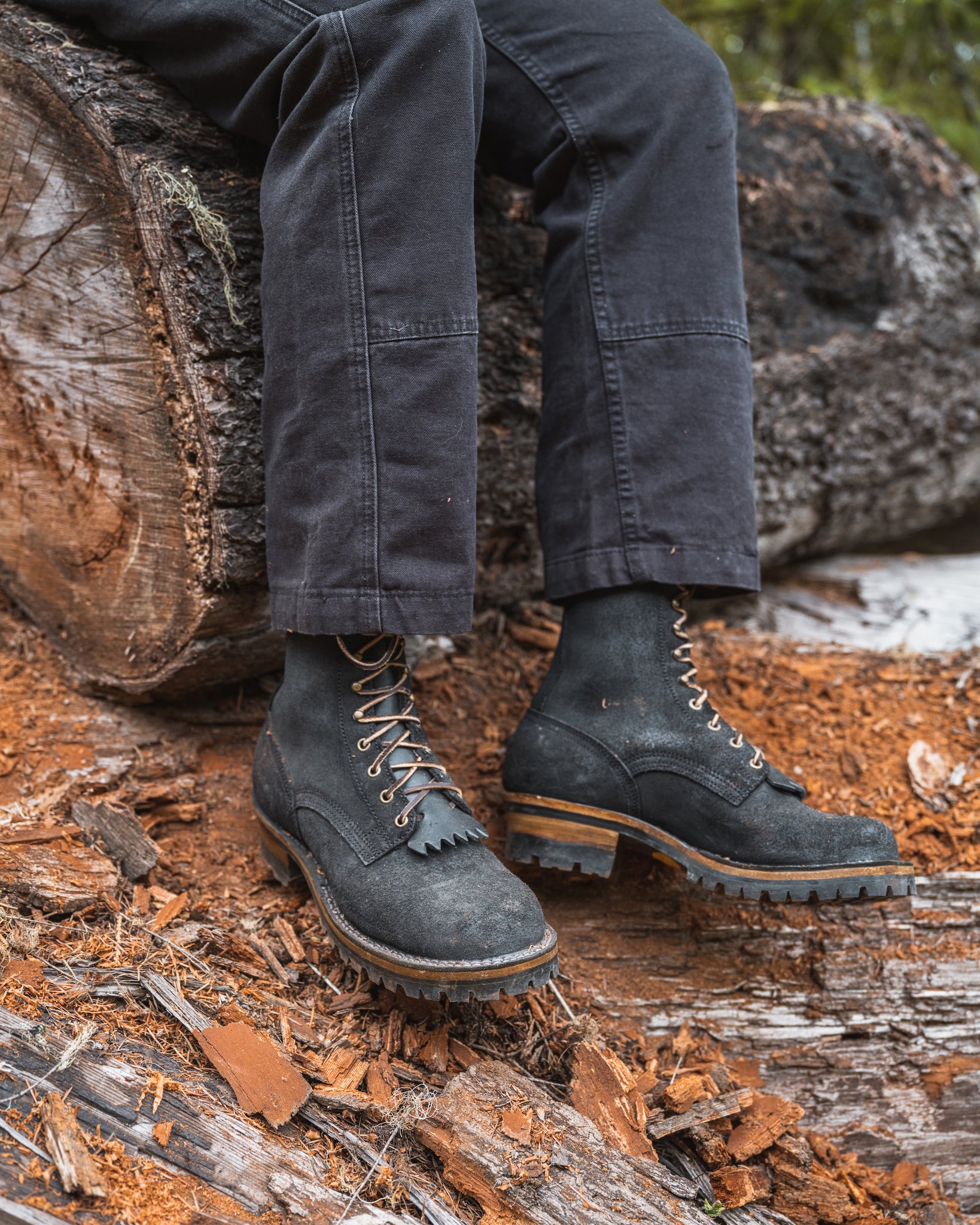 Drew's 10-Inch Logger - Black Rough Out | Drew's Boots
