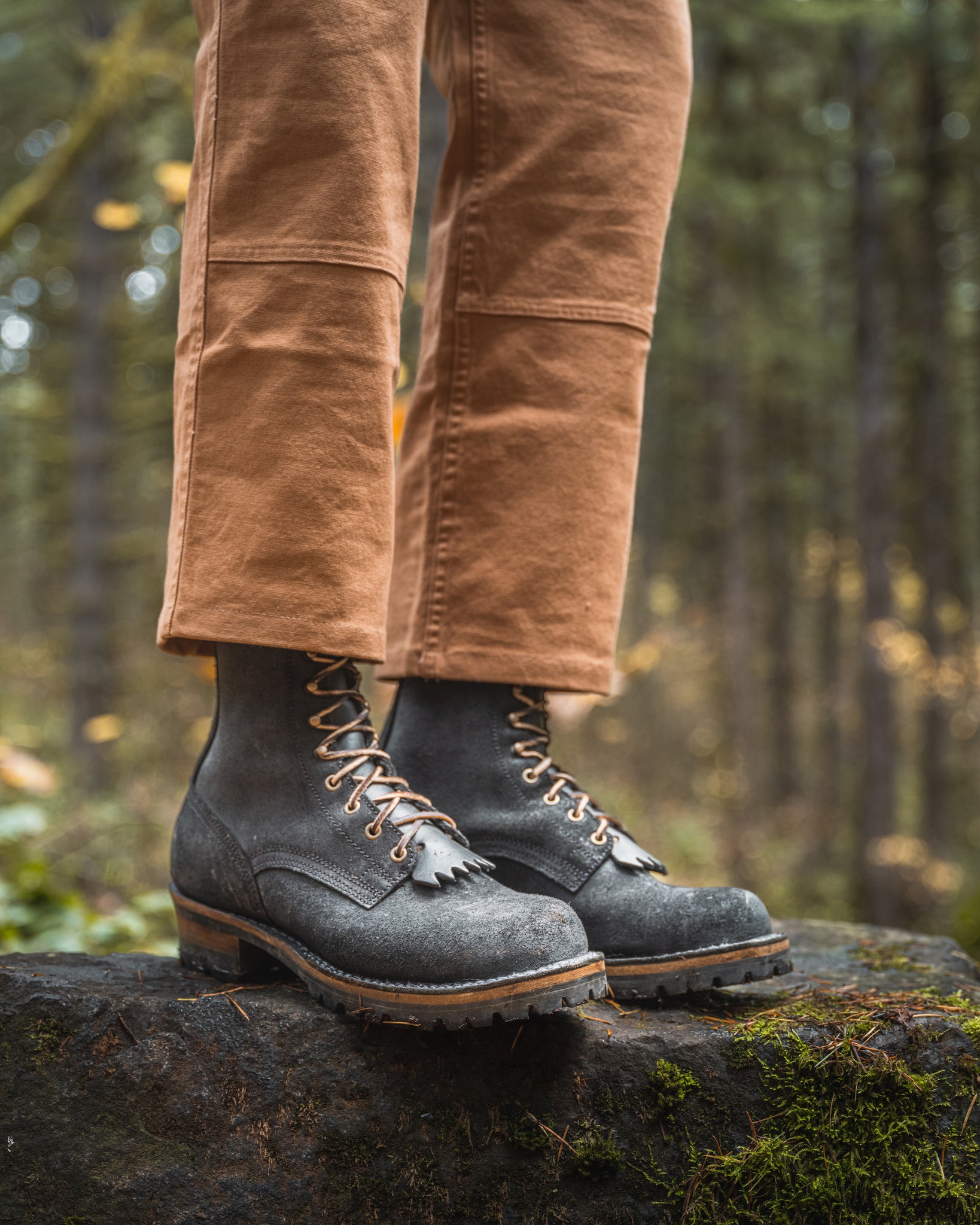 Drew's 10-Inch Logger - Black Rough Out | Drew's Boots