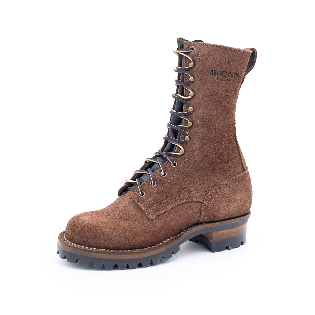 Drew's 10-Inch Leather Logger - Brown Rough Out Work Boots – Drew's Boots