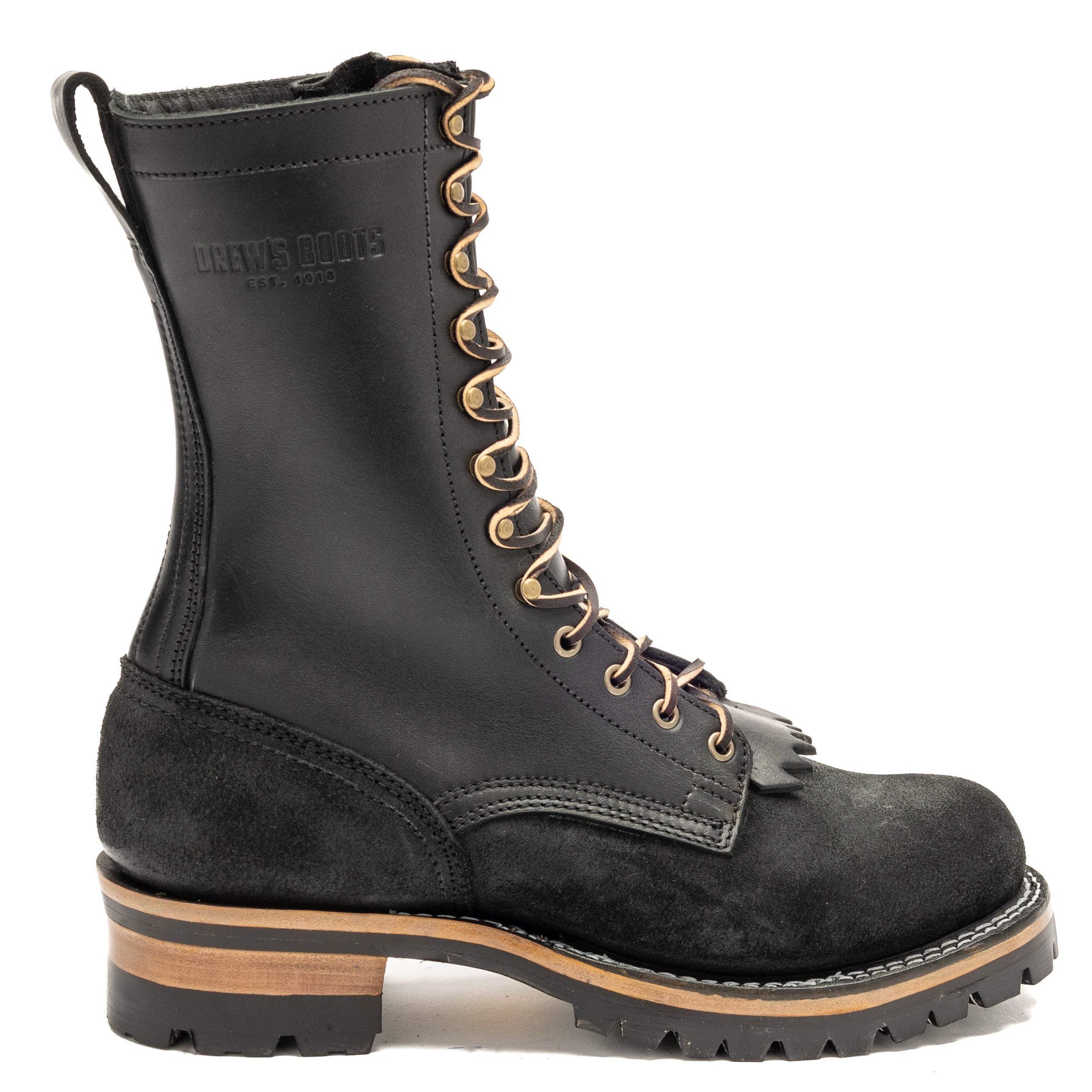 Drew's 10-inch Logger - Black Combo | Drew's Boots